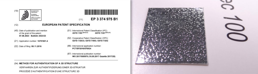 New Patent: Authenticating 3D Structures - AlpVision
